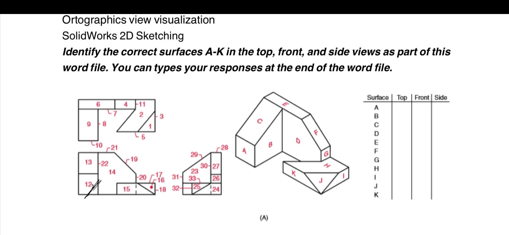 Solved Ortographics view visualization SolidWorks 2D | Chegg.com