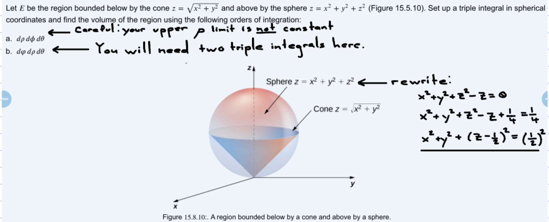Solved Let E be the region bounded below by the cone z = V | Chegg.com