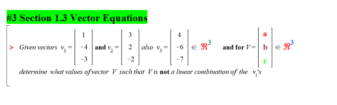 Solved #3 ﻿Section 1.3 ﻿Vector Equations> ﻿Given vectors | Chegg.com