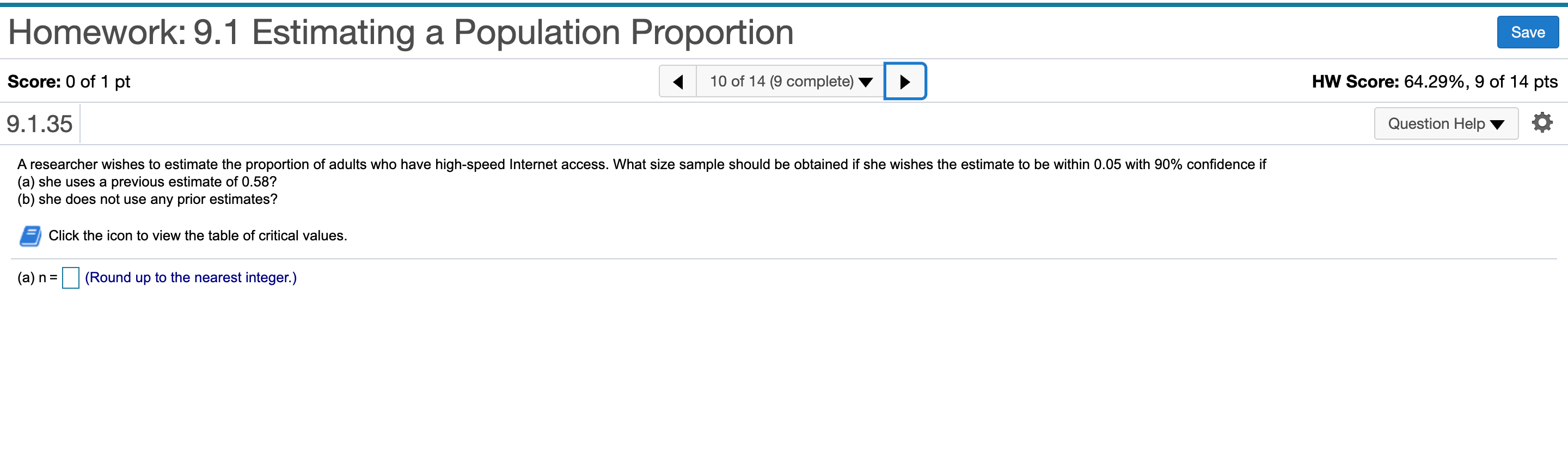 Solved Homework: 9.1 Estimating a Population Proportion Save | Chegg.com