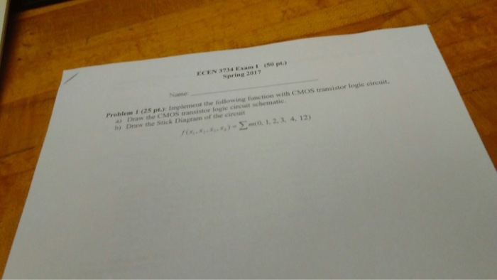 Solved Implement The Following Function With Cmos Transistor 6801