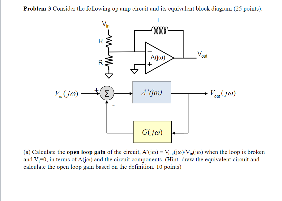 Solved Problem 3 Consider the following op amp circuit and | Chegg.com