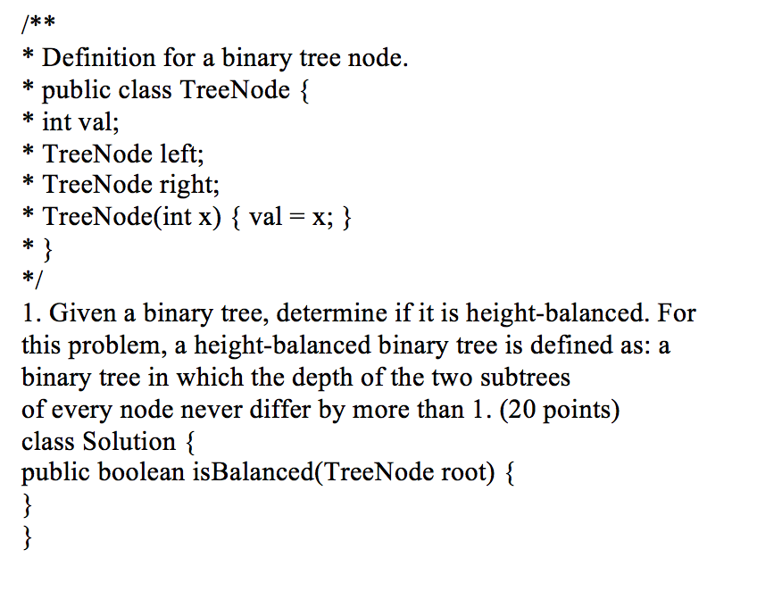 Solved * Definition for a binary tree node. * public class | Chegg.com
