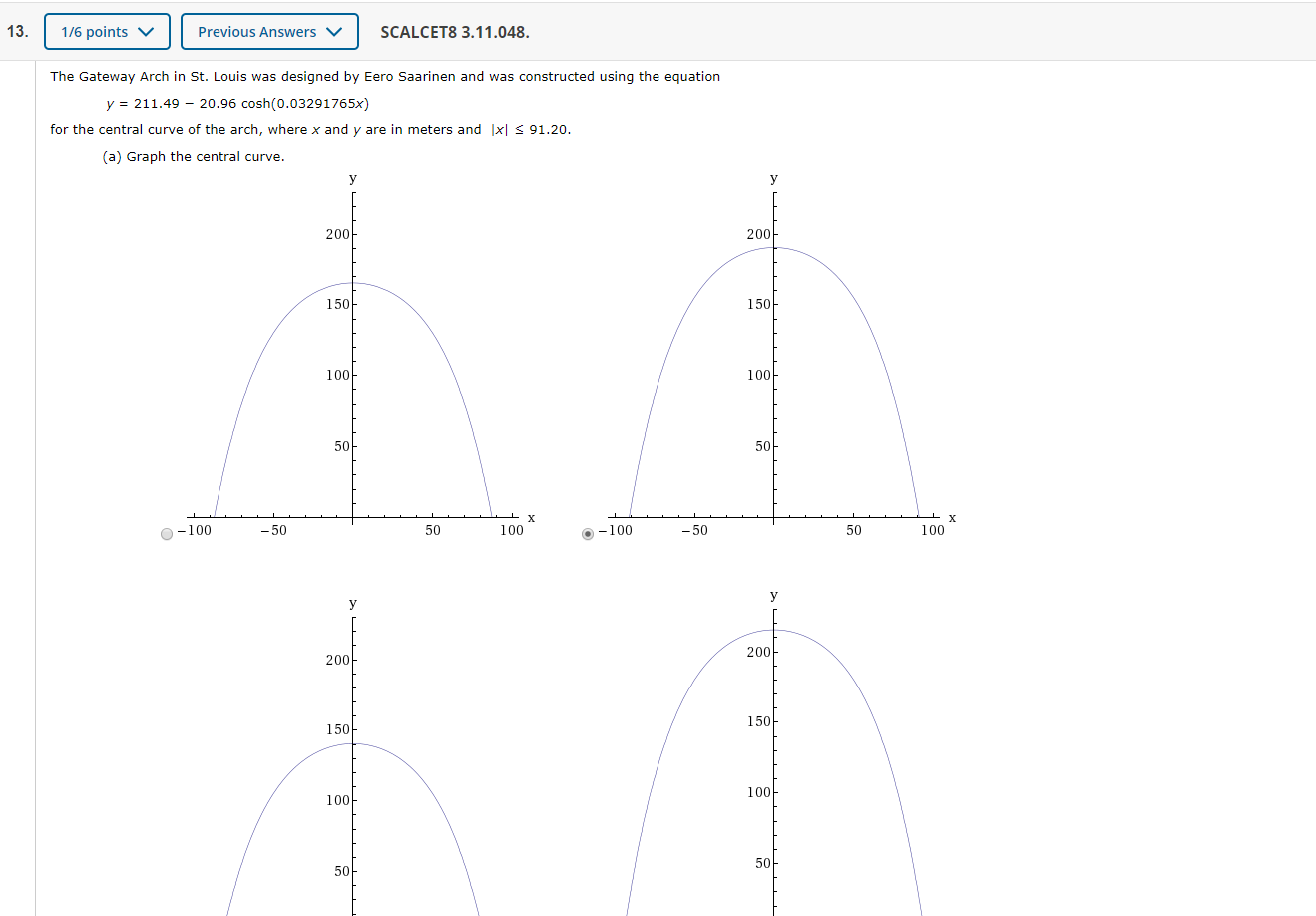 Solved 13. | 1/6 points v || Previous Answers v SCALCET8 | Chegg.com