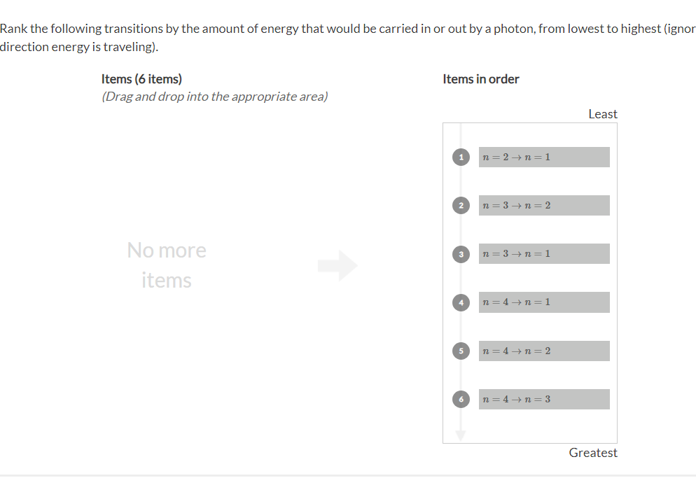 Solved Rank the following transitions by the amount of | Chegg.com