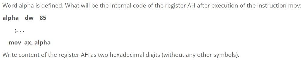 Solved Word alpha is defined. What will be the internal code | Chegg.com
