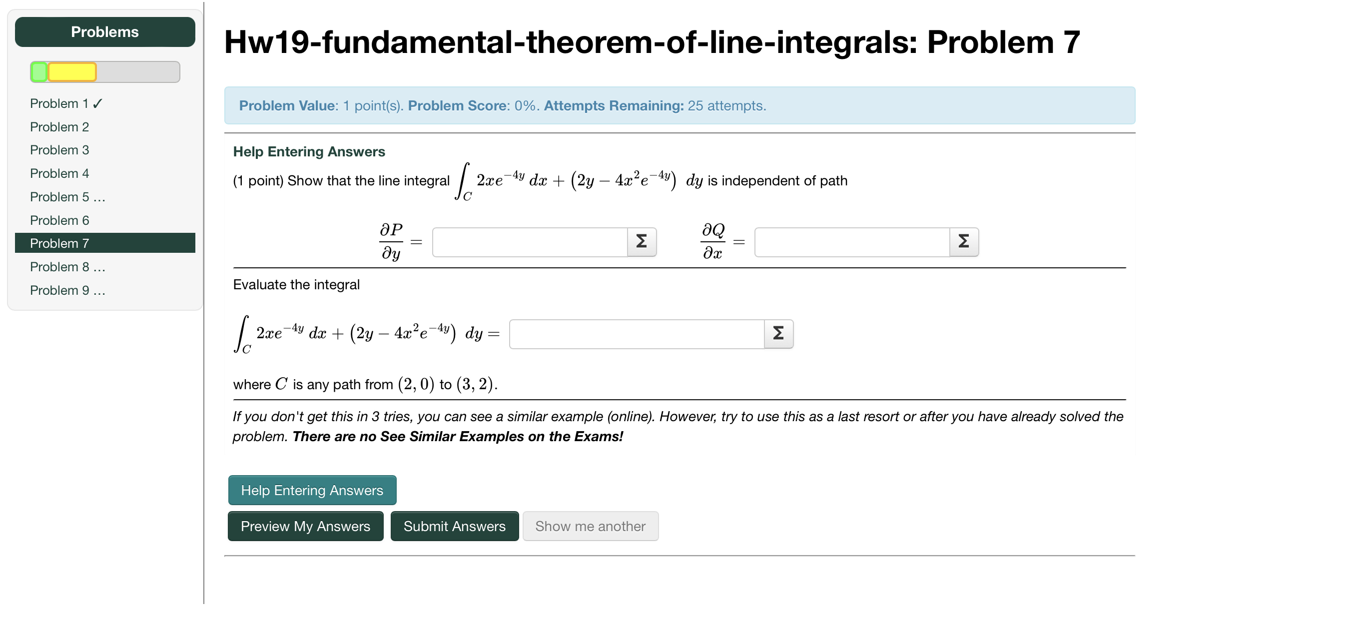 Solved Hw19-fundamental-theorem-of-line-integrals: Problem 7 | Chegg.com