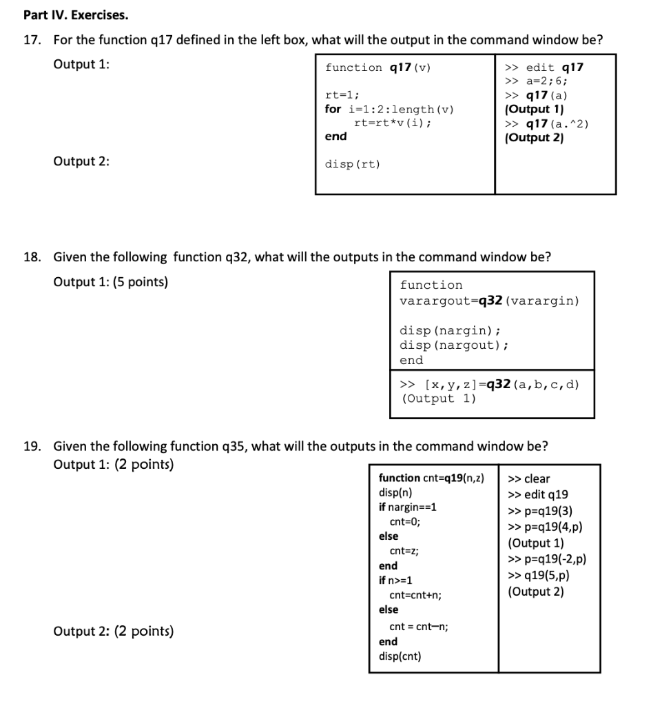 Solved Part IV. Exercises. 17. For the function q17 defined | Chegg.com