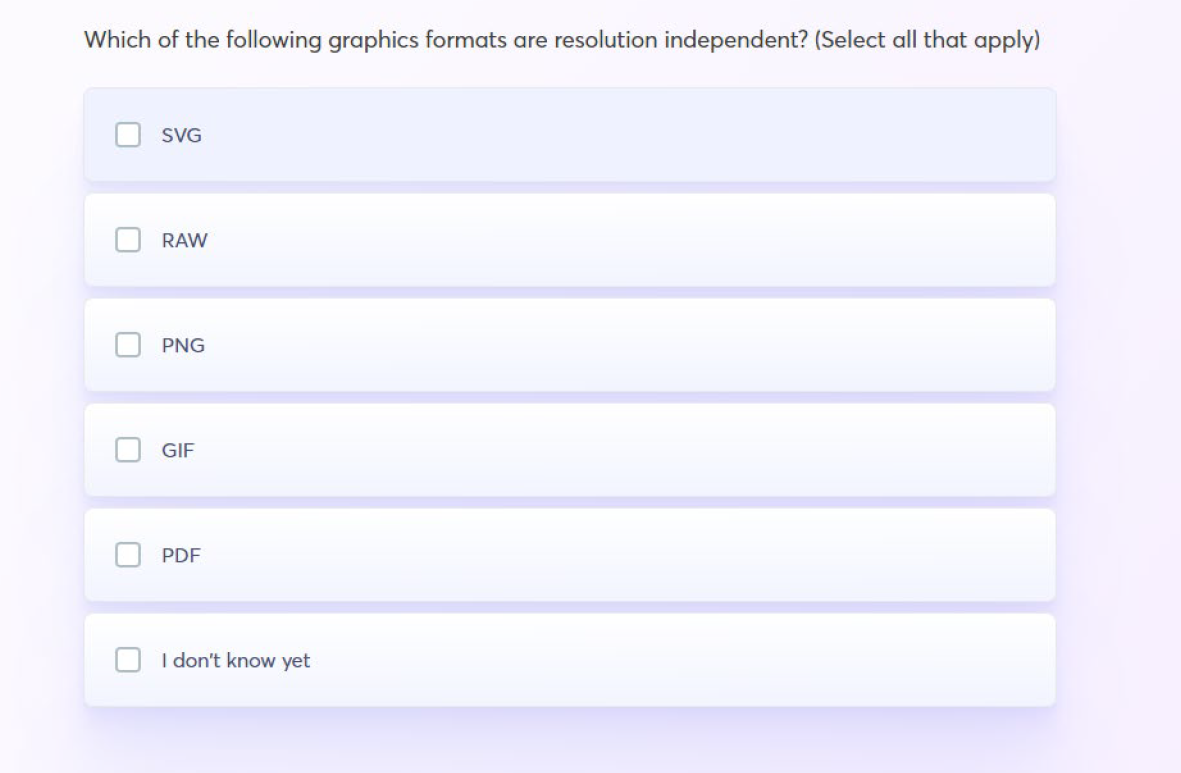 Solved Which of the following graphics formats are | Chegg.com