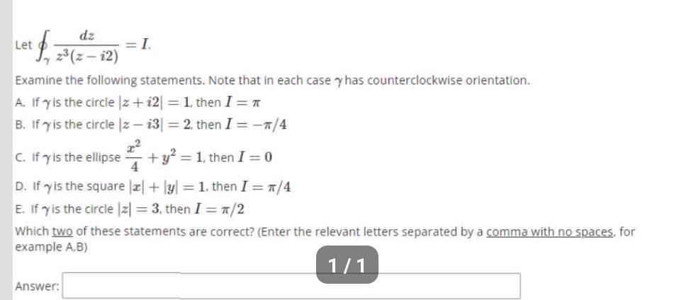 Solved dz Let = I. Examine the following statements. Note | Chegg.com