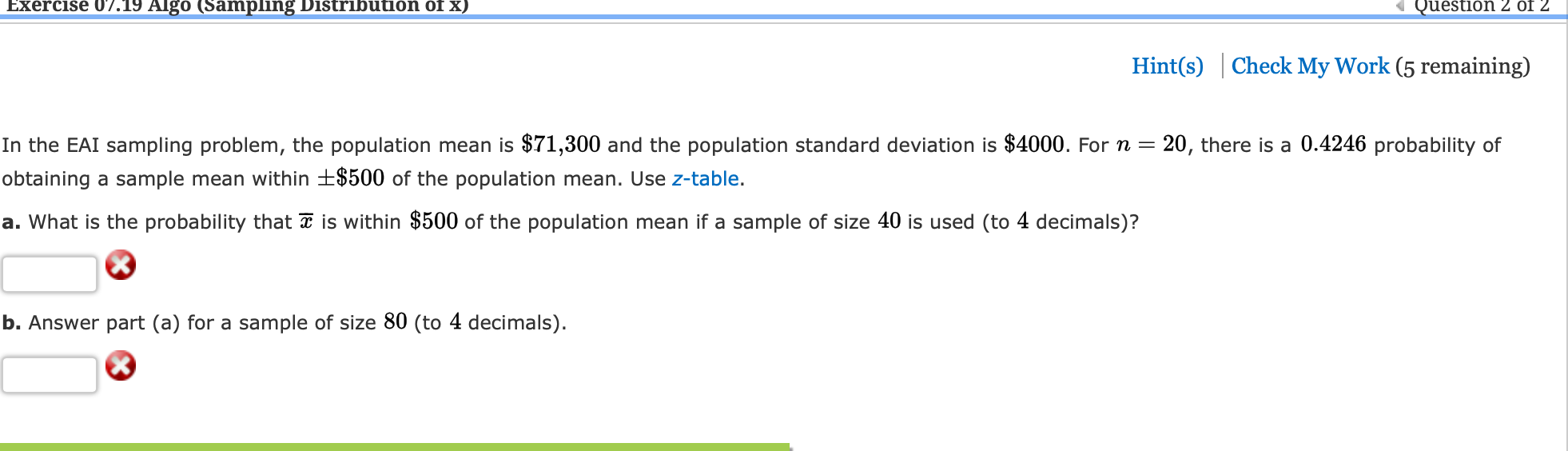Solved Exercise 07.19 Algo (Sampling Distribution of X) | Chegg.com