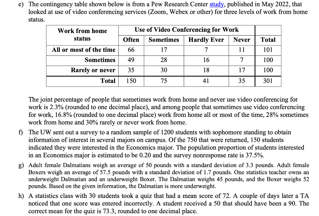 Solved e) The contingency table shown below is from a Pew | Chegg.com