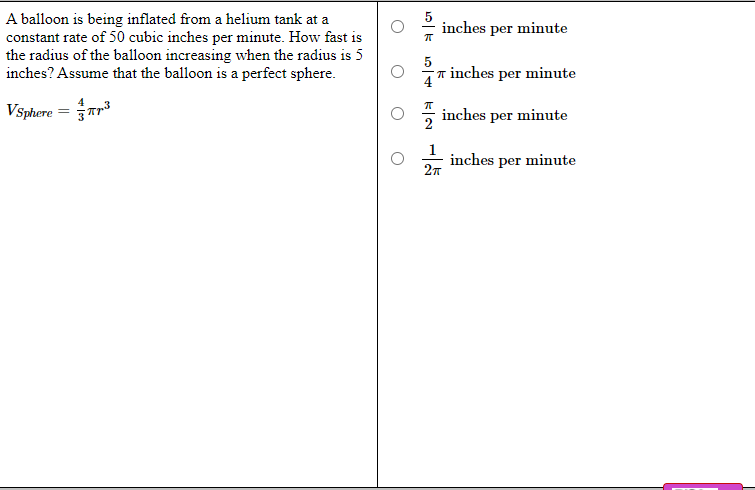 Solved A balloon is being inflated from a helium tank at a | Chegg.com