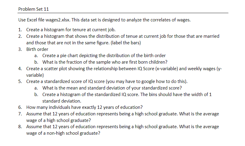 Use Excel file wages2.xlsx. This data set is designed | Chegg.com