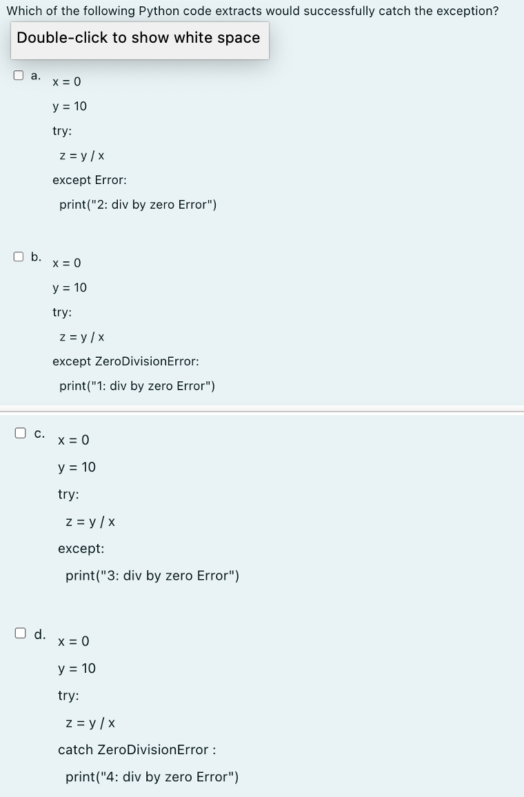 Solved Which of the following Python code extracts would | Chegg.com