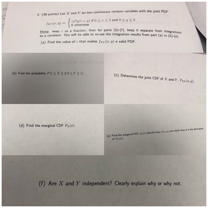Solved X and Y are continous random variable | Chegg.com