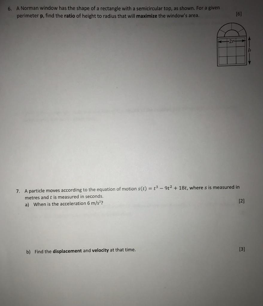 Solved 6. A Norman window has the shape of a rectangle with | Chegg.com