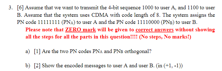 3. [6] Assume that we want to transmit the 4-bit | Chegg.com