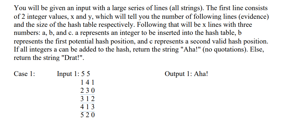 Solved You will be given an input with a large series of | Chegg.com