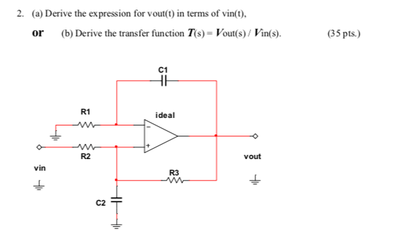 Solved 2. (a) Derive the expression for vout(t) in terms of | Chegg.com
