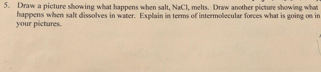 Solved 5. Draw a picture showing what happens when salt, | Chegg.com