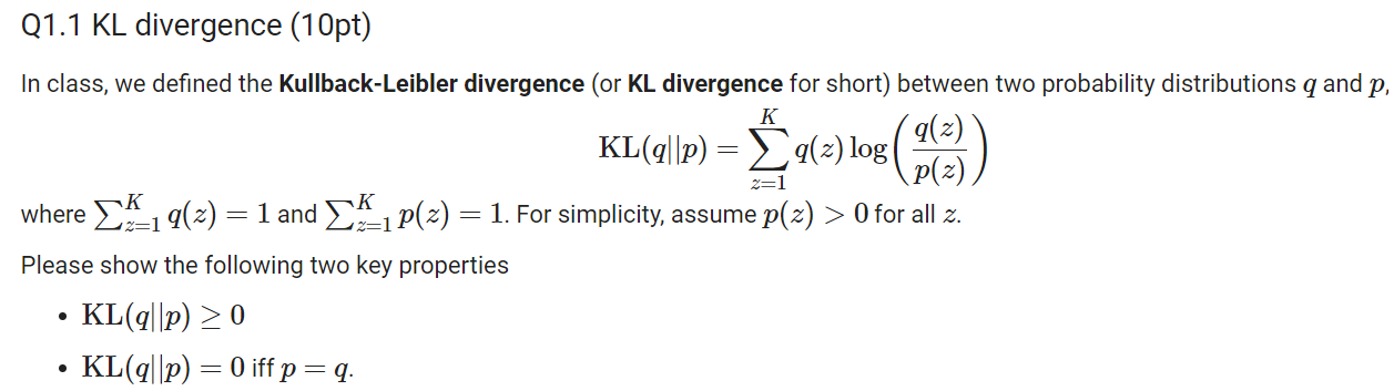 Solved In class, we defined the Kullback-Leibler divergence | Chegg.com