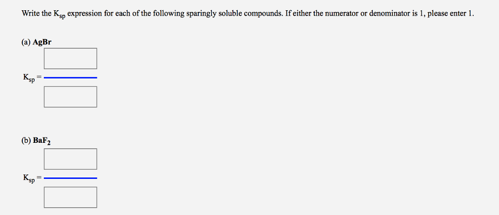 Solved Write the Ksp expression for each of the following | Chegg.com