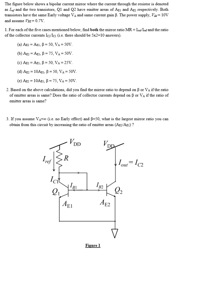 Solved The figure below shows a bipolar current mirror where | Chegg.com