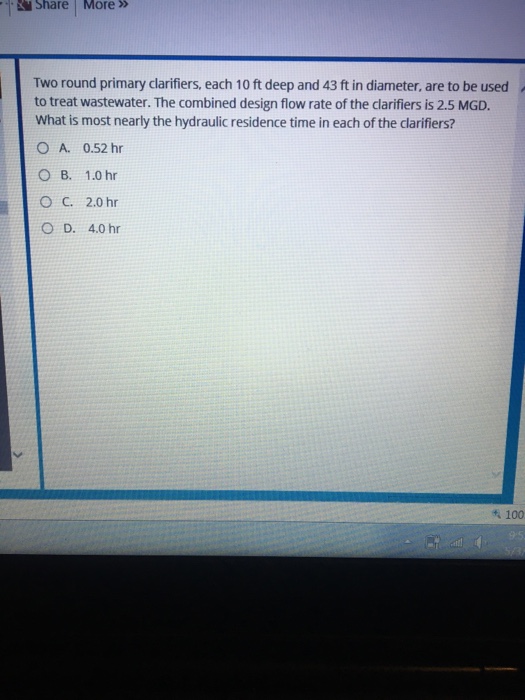 Solved A secondary clarifier is to be designed using the | Chegg.com