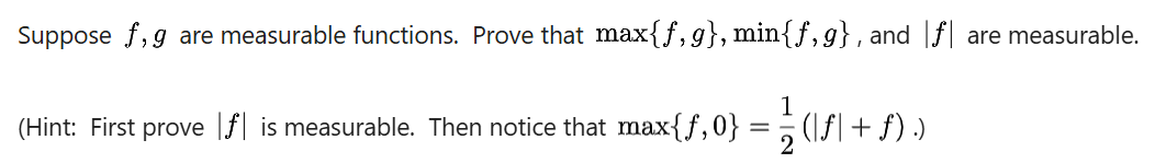 Solved Suppose f,g ﻿are measurable functions. Prove that | Chegg.com