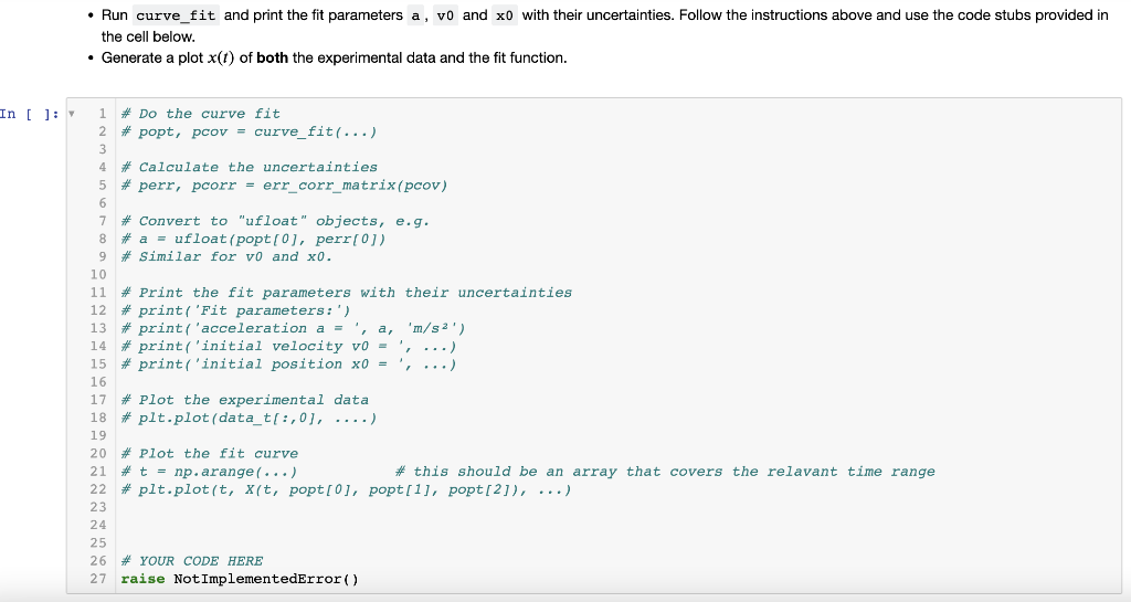 3.4 The curve fit Now we are ready to call the | Chegg.com