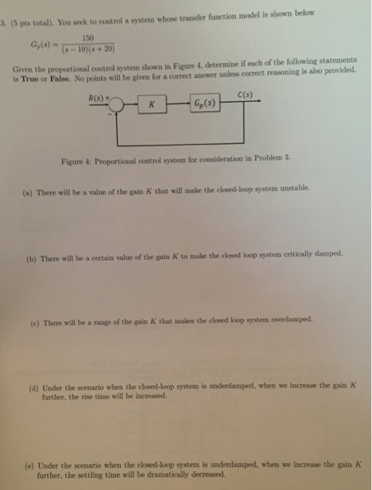 Solved . (5 pts total). You seek to control a system whose | Chegg.com