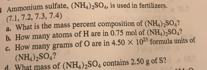 Solved Ammonium sulfate, (NH4)2SO4, is used in fertilizers. | Chegg.com