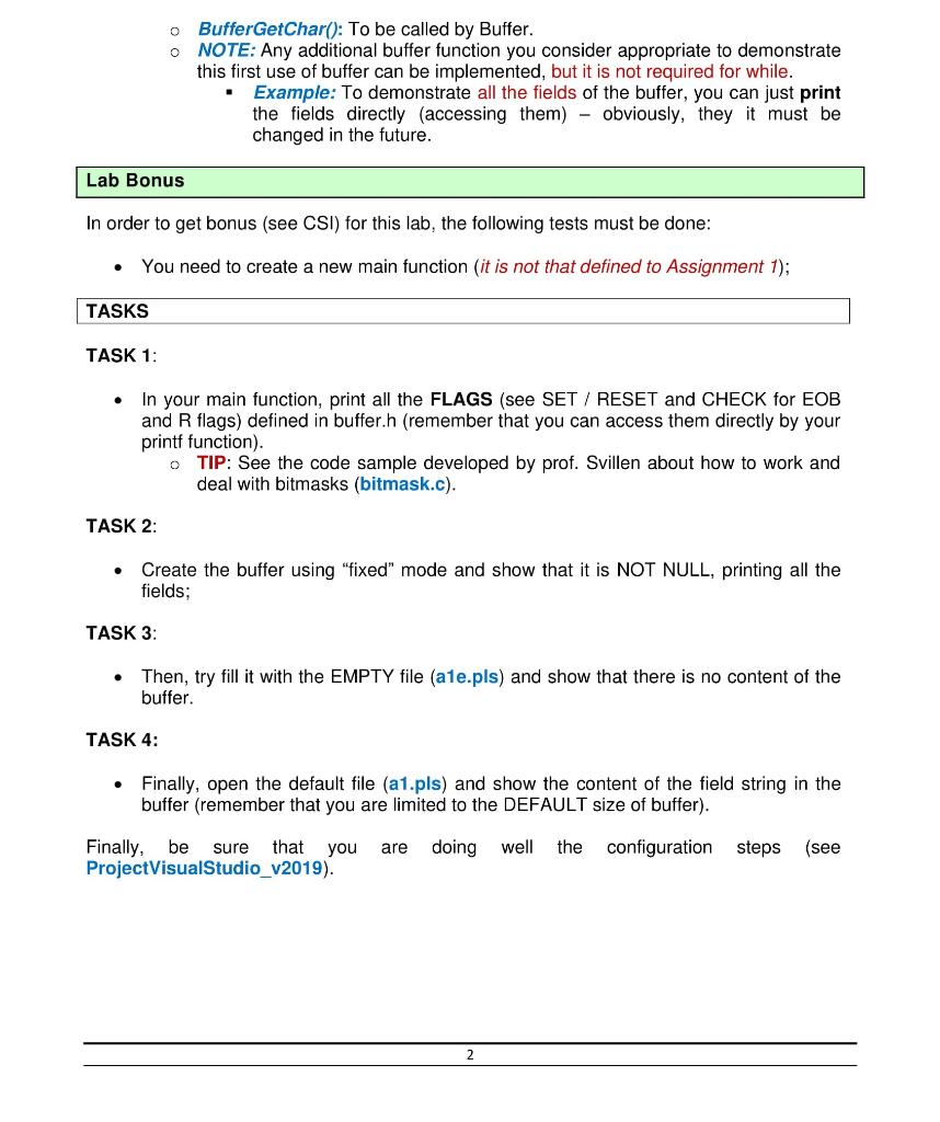 Lab 2 – Initializing Buffer and Bit Operations | Chegg.com