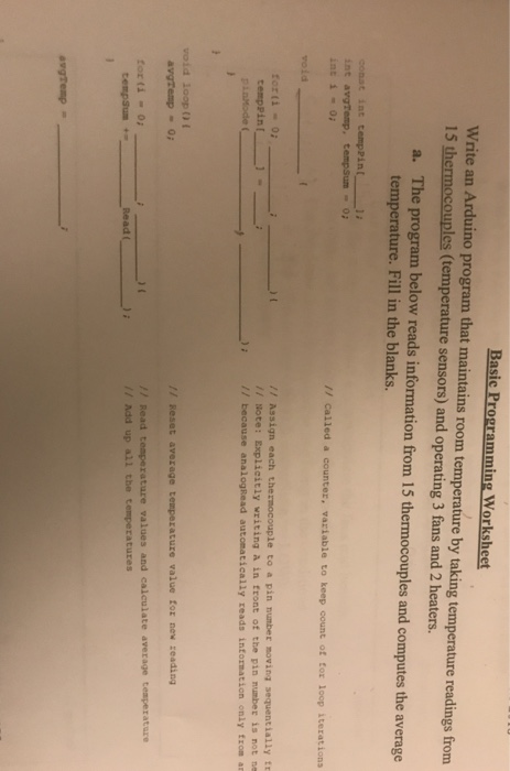 Solved Basic Programming Worksheet Write an Arduino program | Chegg.com