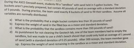 Solved During the ASCE Geowall event, students fill a | Chegg.com