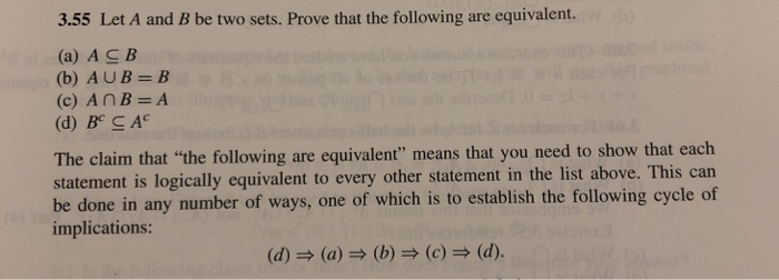 Solved 3.55 Let A and B be two sets. Prove that the | Chegg.com