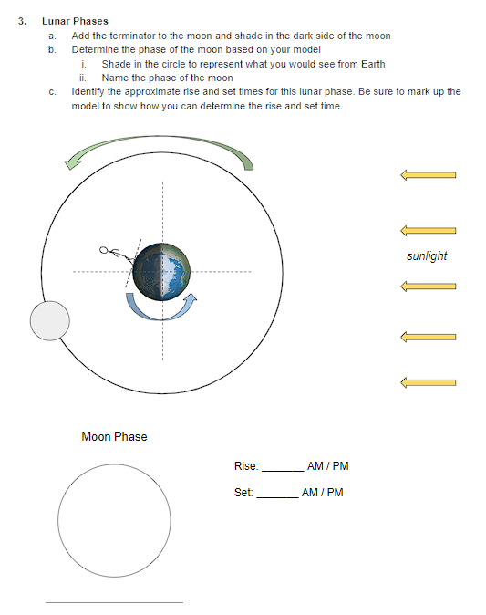 Solved 3. Lunar Phases a. Add the terminator to the moon and | Chegg.com