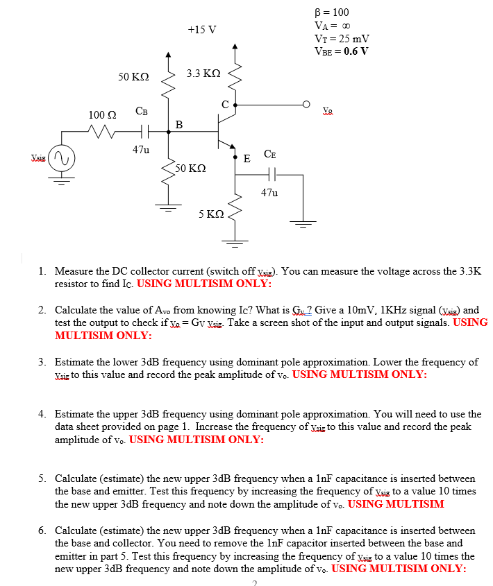 Description USING MULTISIM ONLY: In this lab | Chegg.com