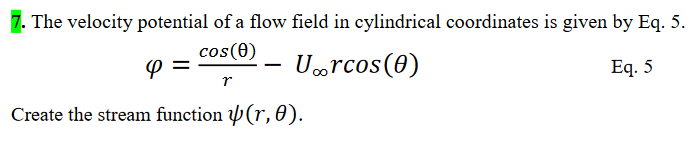Solved 7. The velocity potential of a flow field in | Chegg.com
