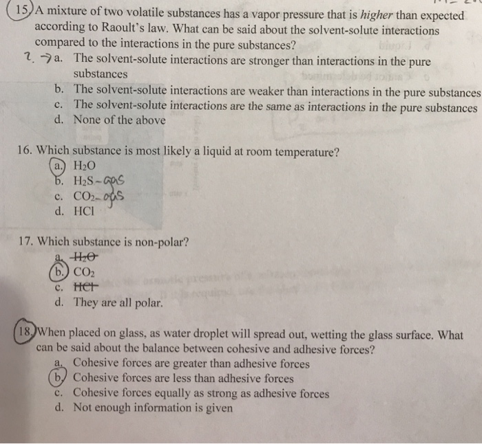 Solved ( 15A mixture of two volatile substances has a vapor | Chegg.com