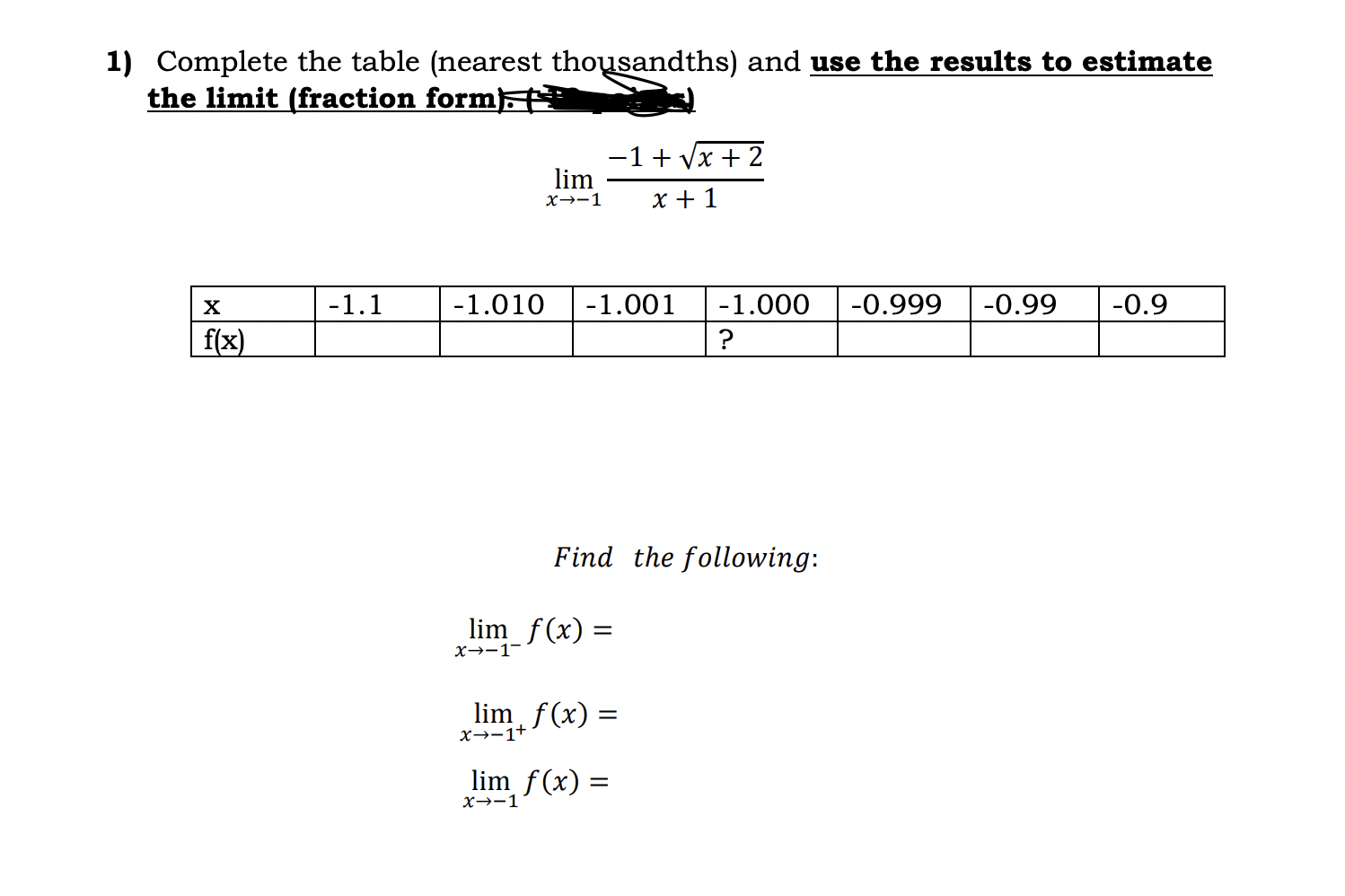 Solved Complete the table (nearest thousandths) and use the | Chegg.com