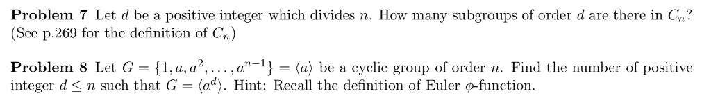 Solved Problem 7 Let d be a positive integer which divides | Chegg.com
