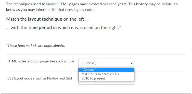 Solved The techniques used to layout HTML pages have evolved | Chegg.com
