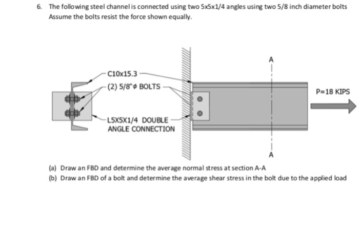 Solved 6. The following steel channel is connected using two | Chegg.com