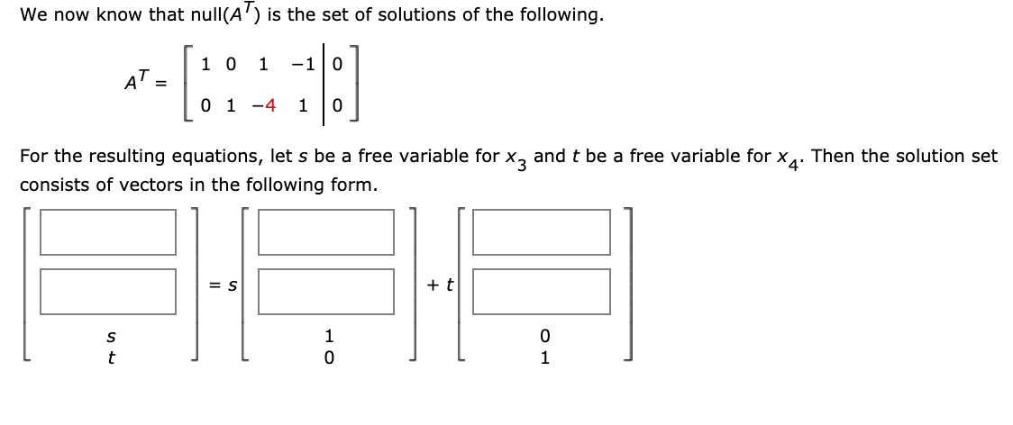Solved We now know that null(A) is the set of solutions of | Chegg.com