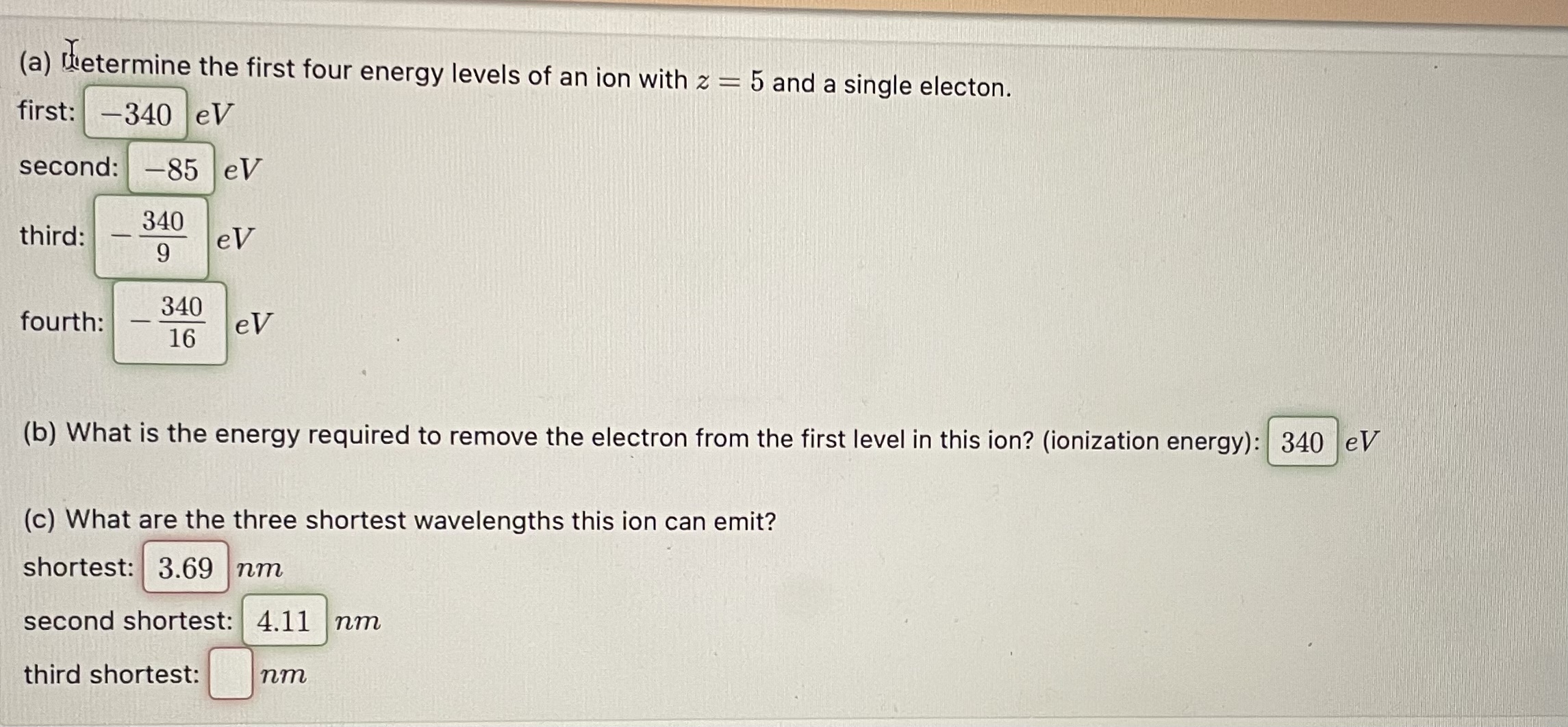 Solved (a) dietermine the first four energy levels of an ion | Chegg.com