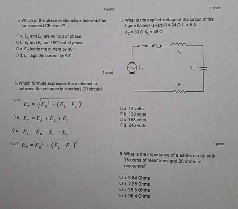 Solved 5. Which of the phase relationships below is true 7. | Chegg.com