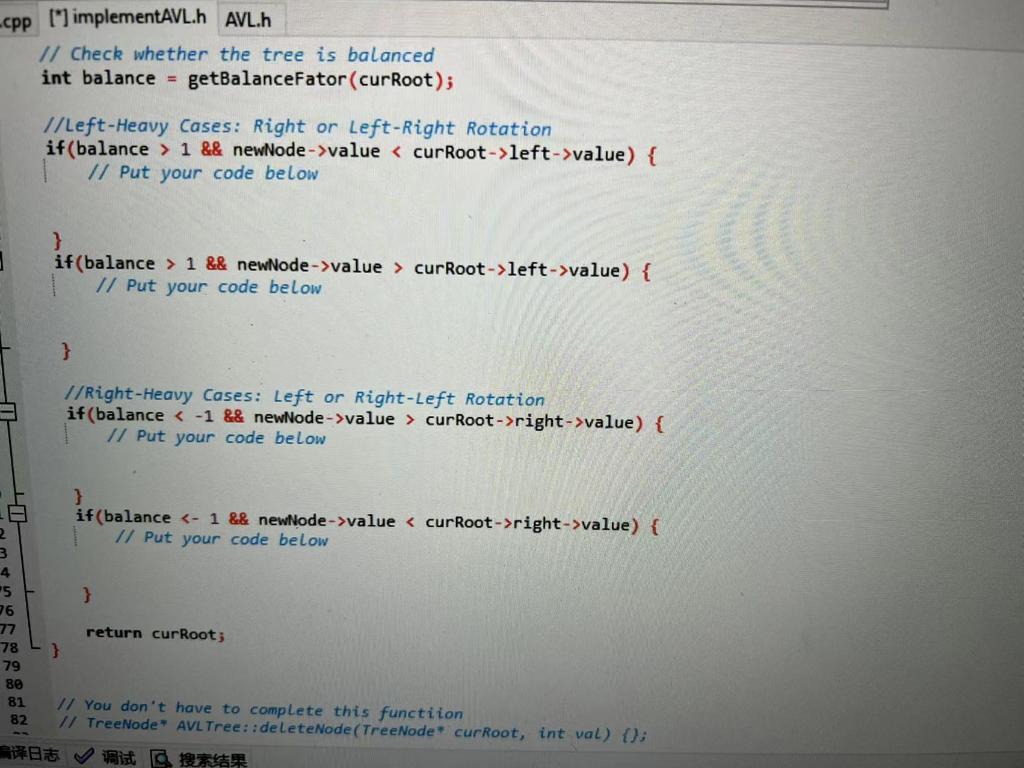 WL.cpp (*) implementAVL. AVL.h BE TreeNode* | Chegg.com