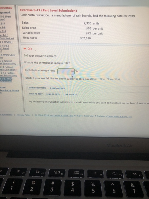 Solved OURCES Exercise 5-17 (Part Level Carla Vista Bucket | Chegg.com